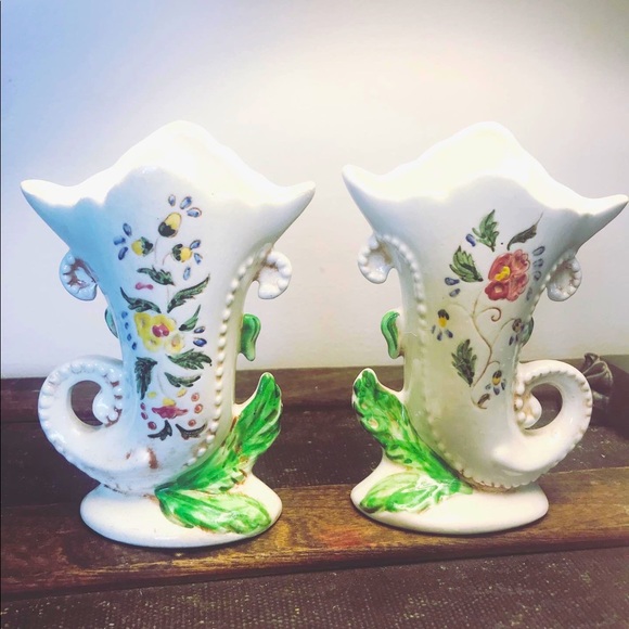 Accents | Copy 23 Two Small Cottagecore Trumpet Style Floral Ceramic ...